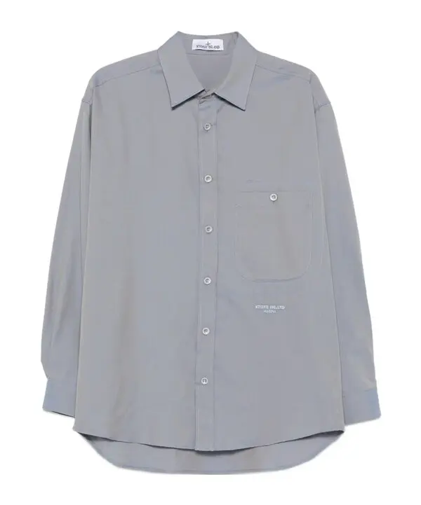 Stone Island 1100003 Patch-pocket Button-down Shirt - Blue