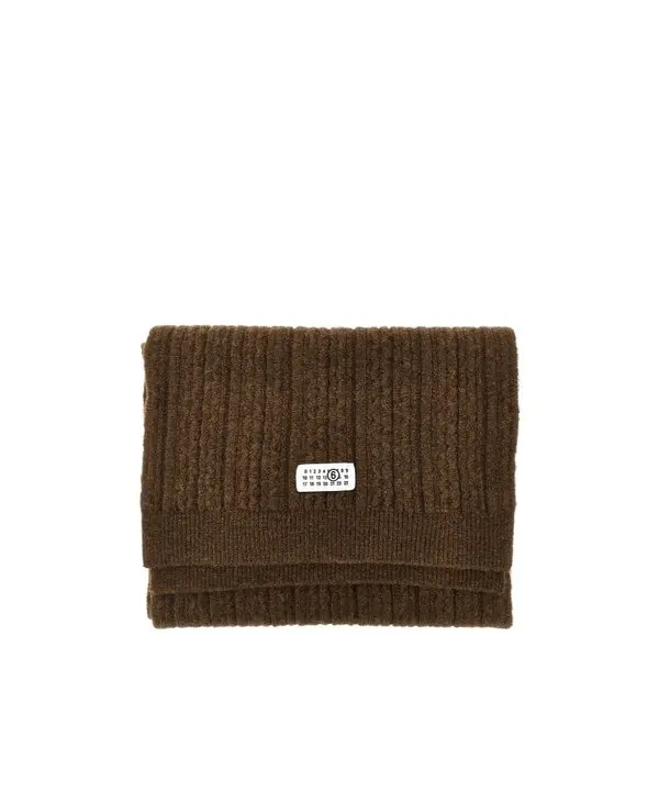 MAISON MARGIELA Numeric Patch Ribbed Scarf - Brown