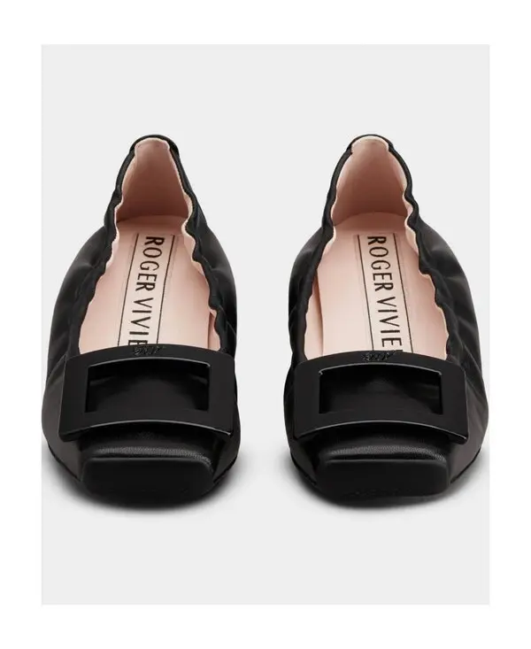 ROGER VIVIER Lacquered Buckle Ballerinas In Nappa Leather - Black