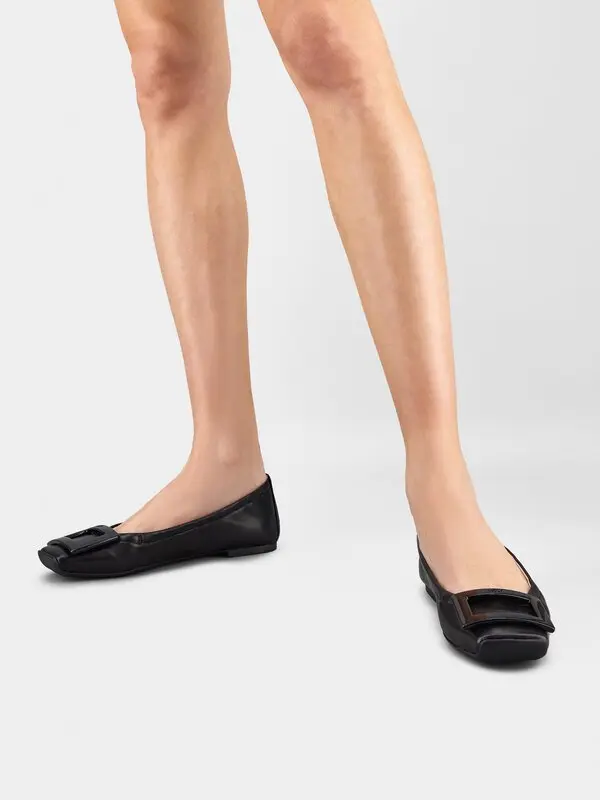 ROGER VIVIER Lacquered Buckle Ballerinas In Nappa Leather - Black