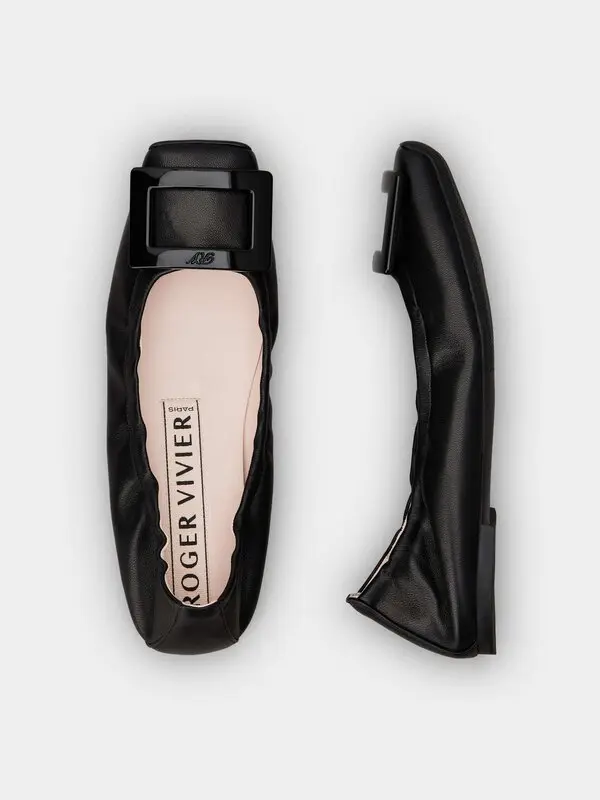 ROGER VIVIER Lacquered Buckle Ballerinas In Nappa Leather - Black