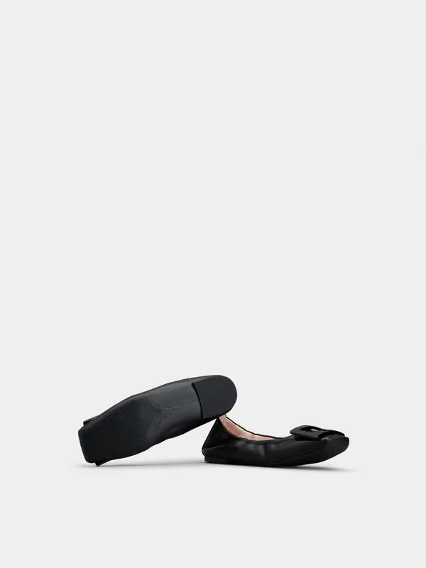 ROGER VIVIER Lacquered Buckle Ballerinas In Nappa Leather - Black