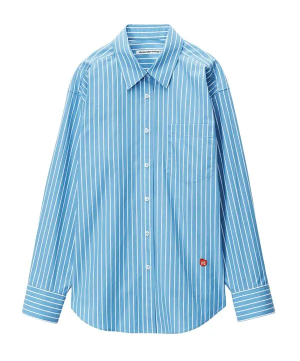 Alexander Wang Logo Patch Boyfriend Shirt - Blue