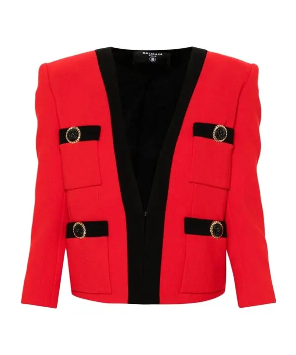 Balmain Embellished Logo Button Jacket