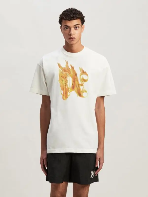 Palm Angels Monogram Printed Crewneck T-shirt - White