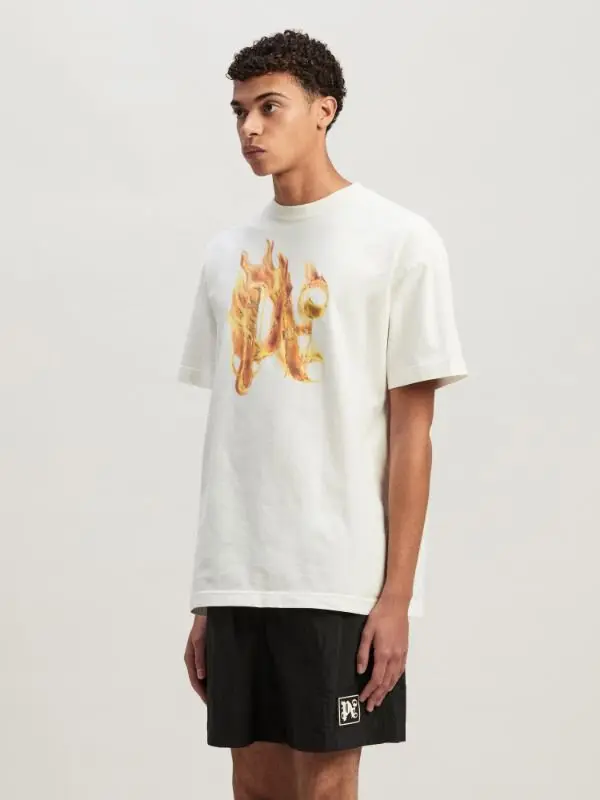 Palm Angels Monogram Printed Crewneck T-shirt - White