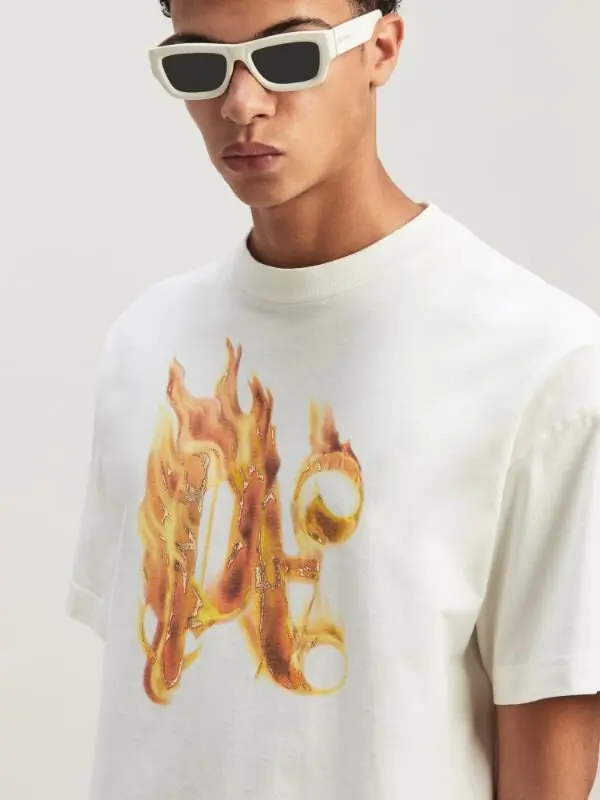 Palm Angels Monogram Printed Crewneck T-shirt - White