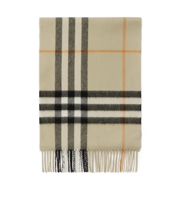 Burberry Checked Fringed-edge Scarf - Light Sage