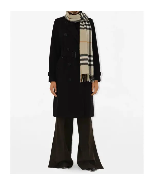 Burberry Checked Fringed-edge Scarf - Light Sage