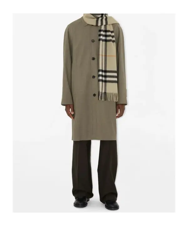 Burberry Checked Fringed-edge Scarf - Light Sage