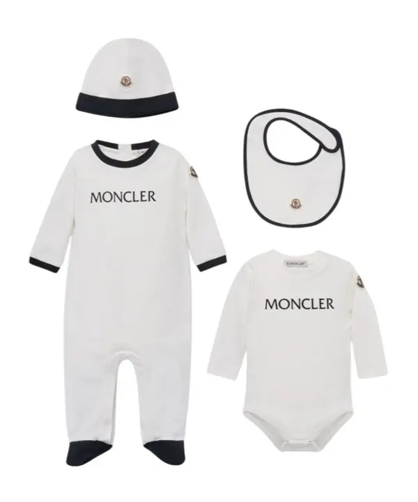 Moncler Logo Cotton Baby Set - White
