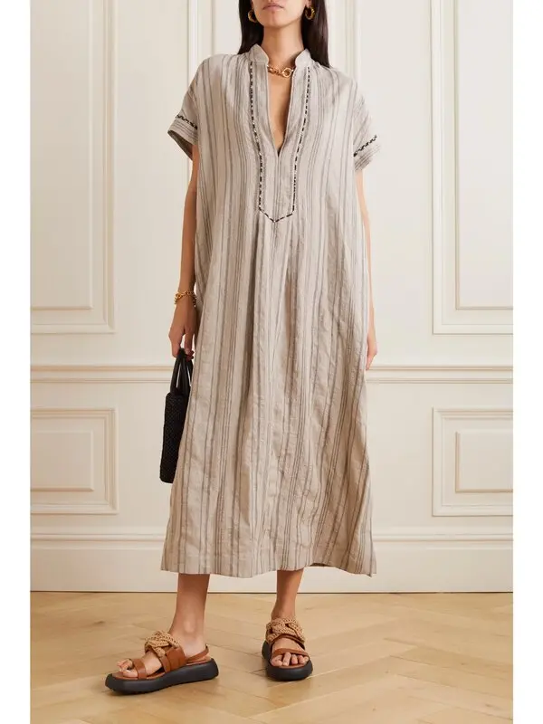 Loro Piana Striped V-neck Dress
