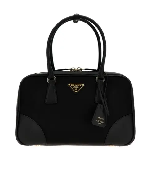 Prada Triangle Logo Zipped Tote Bag
