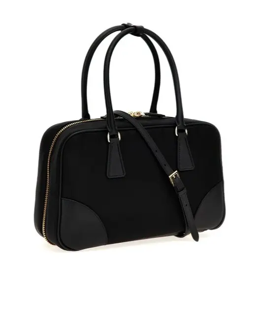 Prada Triangle Logo Zipped Tote Bag