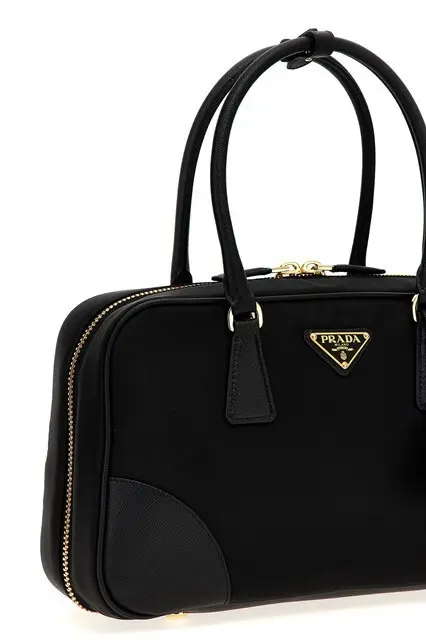 Prada Triangle Logo Zipped Tote Bag