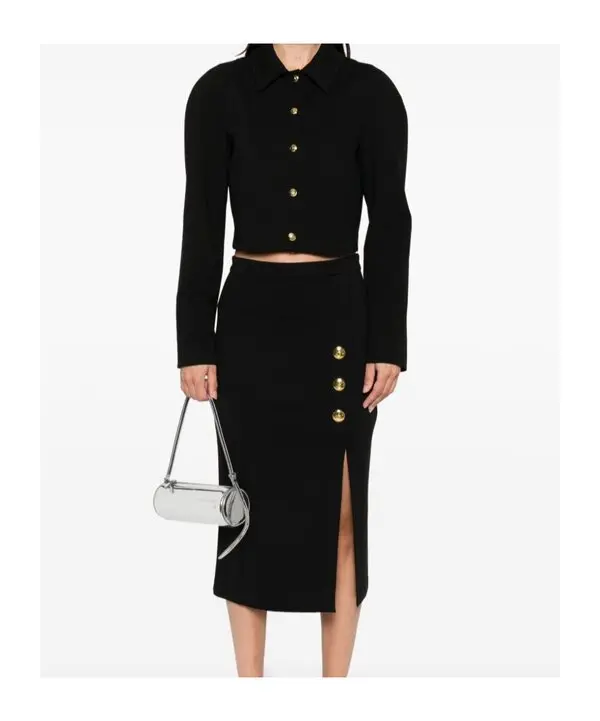 Pinko Full Milano Knit Pencil Skirt With Button Detail