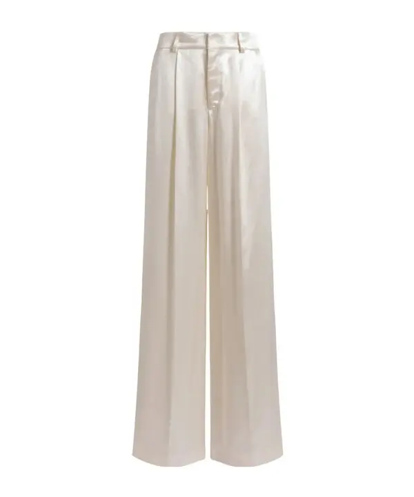 Alberta Ferretti High-waist Wide-leg Satin Pants - Nude