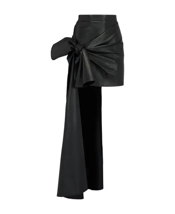 Alexander McQueen Knotted Drape Leather Mini Skirt