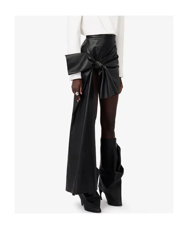 Alexander McQueen Knotted Drape Leather Mini Skirt