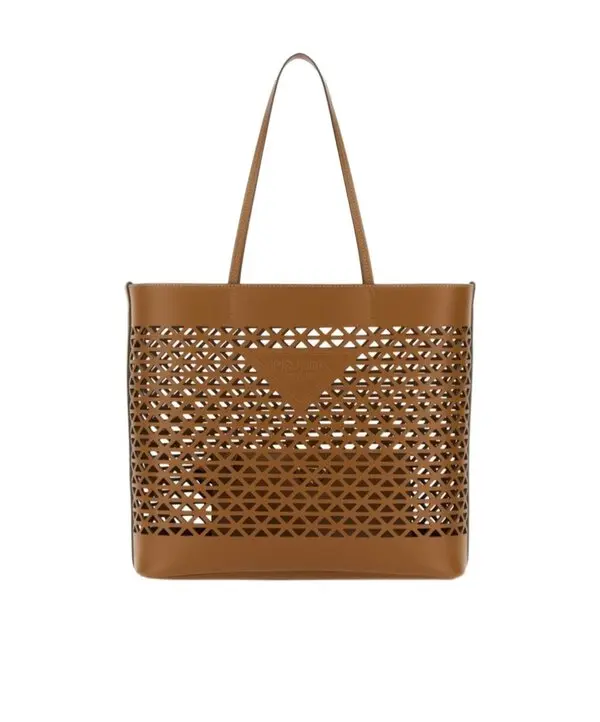 Prada Geometric Cut-out Tote - Brown