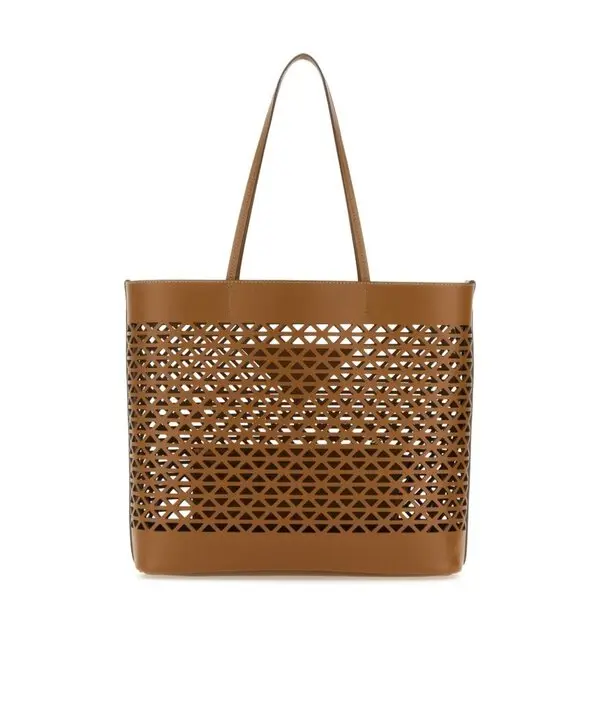 Prada Geometric Cut-out Tote - Brown