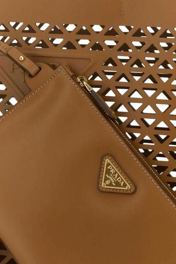 Prada Geometric Cut-out Tote - Brown