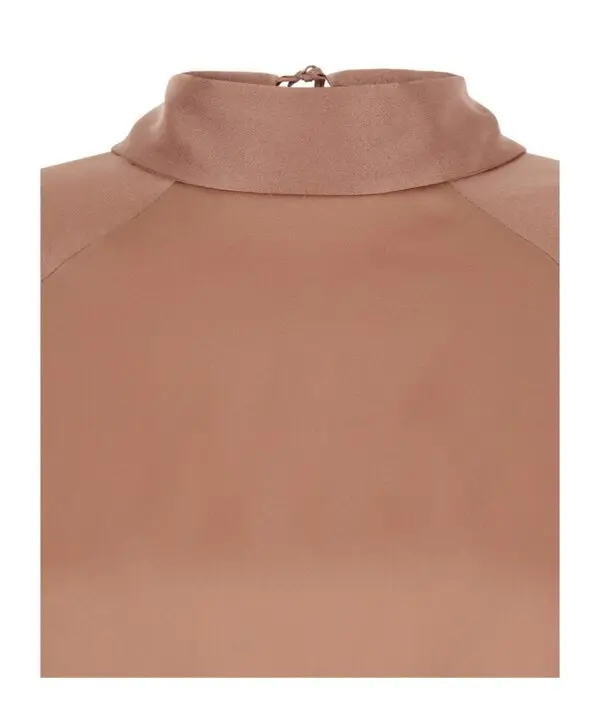 SEMICOUTURE Open Back Bow Detail Blouse - Beige