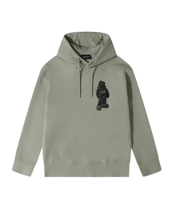 Emporio Armani Patch Detail Hoodie - Gray