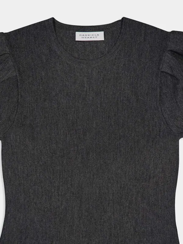 Gabriela Hearst Hannah Long Sleeve Crewneck Dress - Charcoal-grey