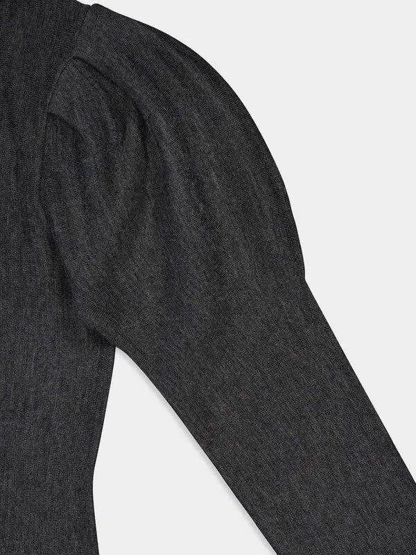 Gabriela Hearst Hannah Long Sleeve Crewneck Dress - Charcoal-grey