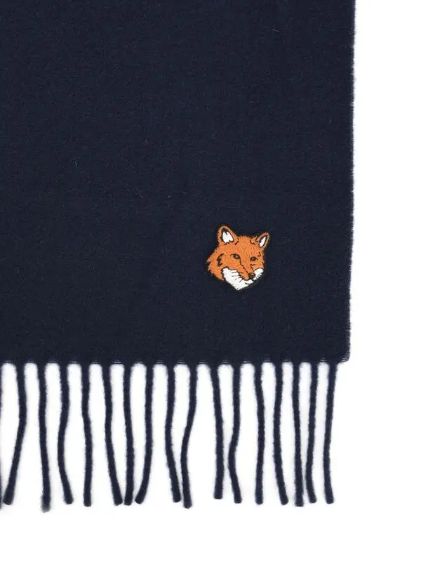 Maison Kitsuné Maison Kitsun Fox Head Scarf - Navy Blue