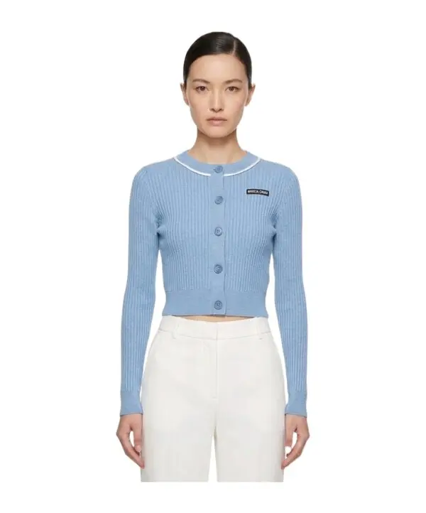 Marissa Chiara Long-sleeved Knitted Cardigan With Crew Neckline