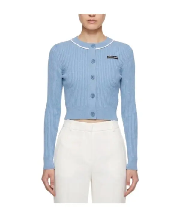 Marissa Chiara Long-sleeved Knitted Cardigan With Crew Neckline