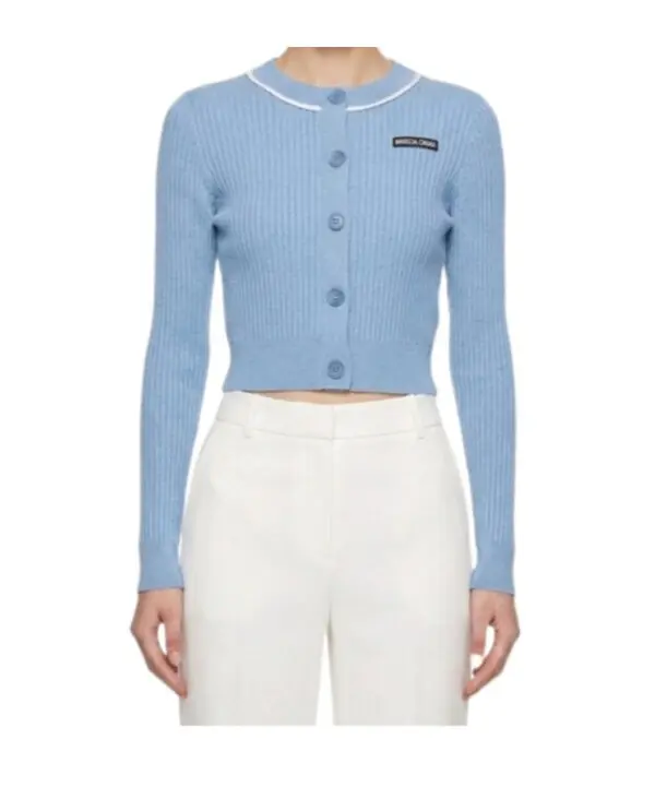 Marissa Chiara Long-sleeved Knitted Cardigan With Crew Neckline