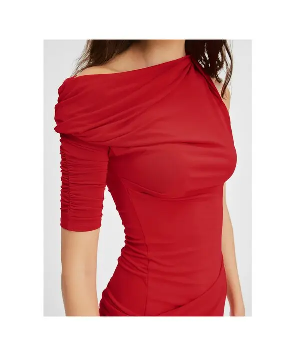 Jacquemus La Mini Robe Drapado Asymmetrical Knit Dress - Red | Editorialist