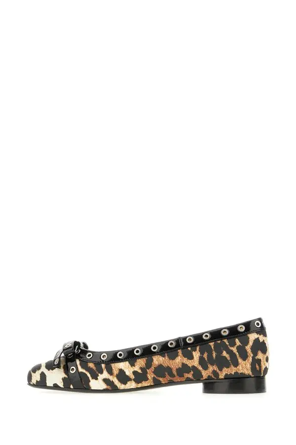 GANNI Leopard-print Ballerina Flats - Black