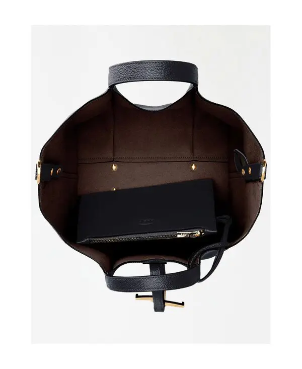 TOD'S Timeless Logo Plaque Tote Bag - Black