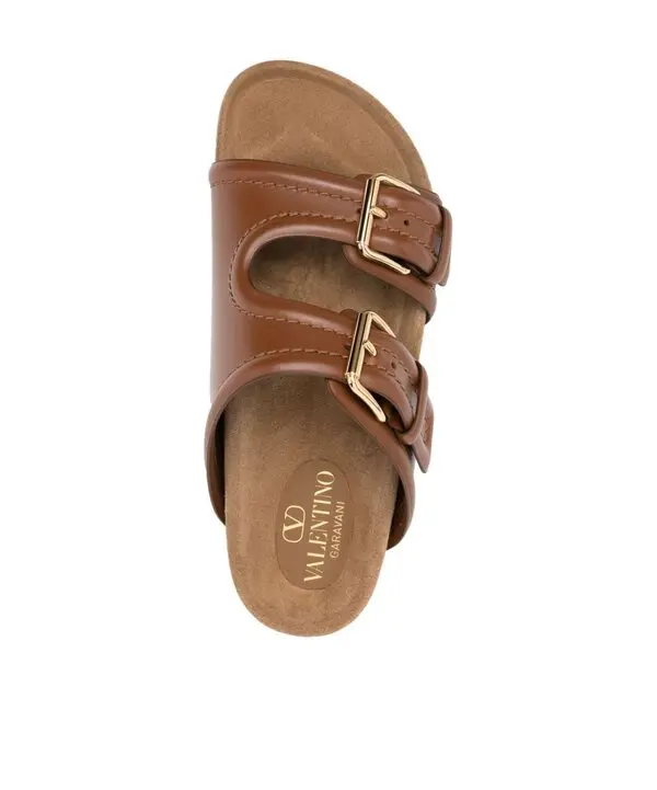 Valentino Garavani Logo Plaque Double-strap Slip-on Slides