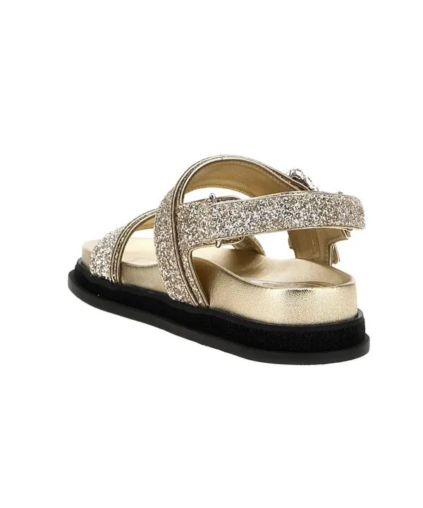 JIMMY CHOO Verity Flat Sandals With Rhinestone Embellishments - Gold