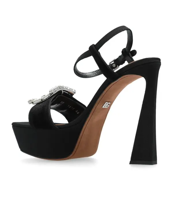 Dolce & Gabbana Embellished Velvet Platform Sandals