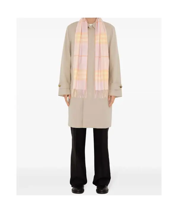 Burberry Checked Fringed-edge Scarf - Bean Paste Powder
