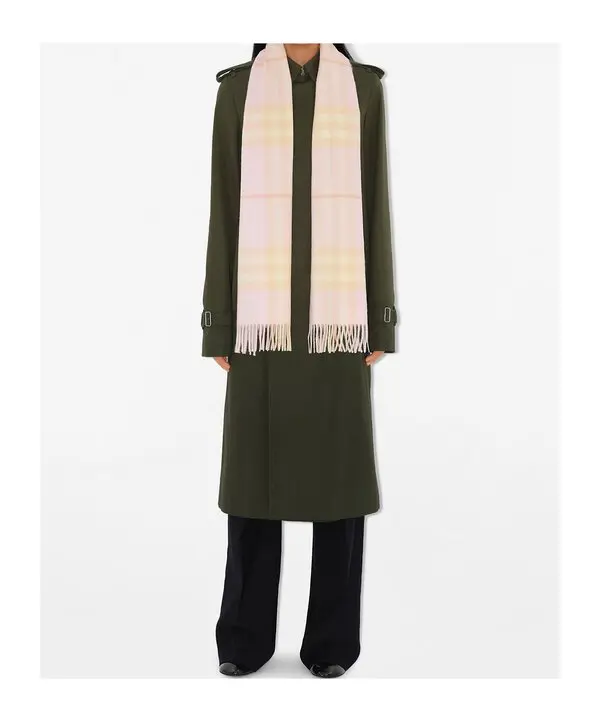 Burberry Checked Fringed-edge Scarf - Bean Paste Powder