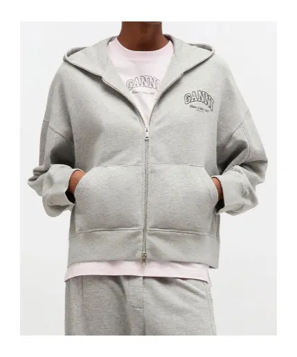 GANNI Essential Zip Hoodie - White