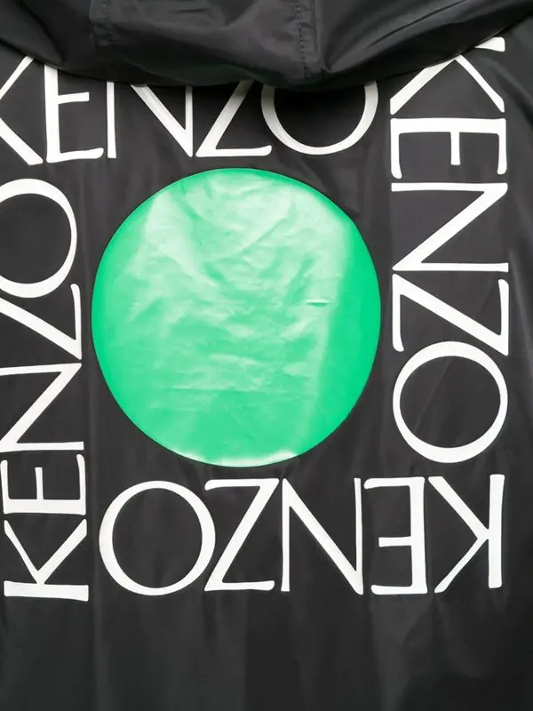 Kenzo Logo Printed Long Overcoat