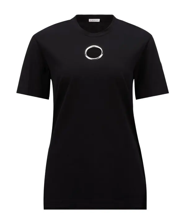 Moncler Crewneck T-shirt With Ring Detail - Black