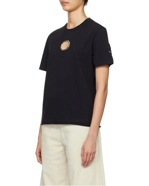 Moncler Crewneck T-shirt With Ring Detail - Black