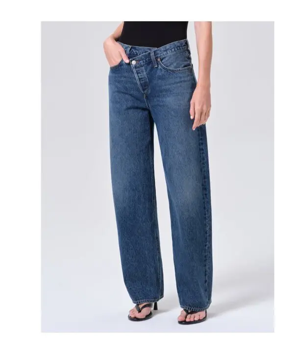AGOLDE High-rise Wide-leg Jeans With Button Detail - Blue