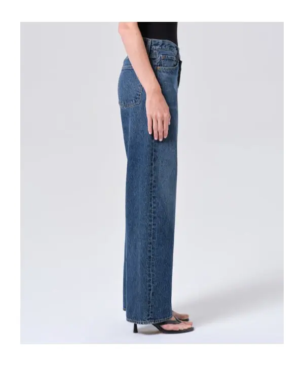 AGOLDE High-rise Wide-leg Jeans With Button Detail - Blue