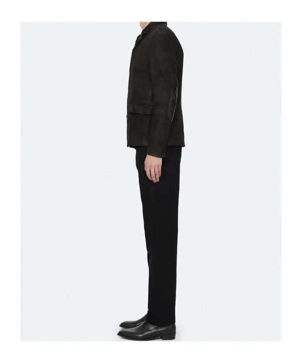 ALLSAINTS Classic Tailored Leather Jacket With Patch Pockets And Leather Elbow Patches