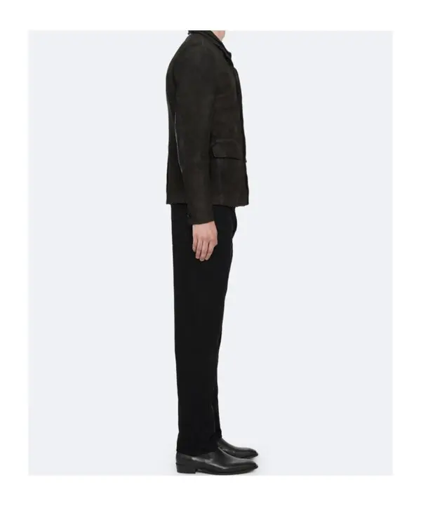 ALLSAINTS Classic Tailored Leather Jacket With Patch Pockets And Leather Elbow Patches